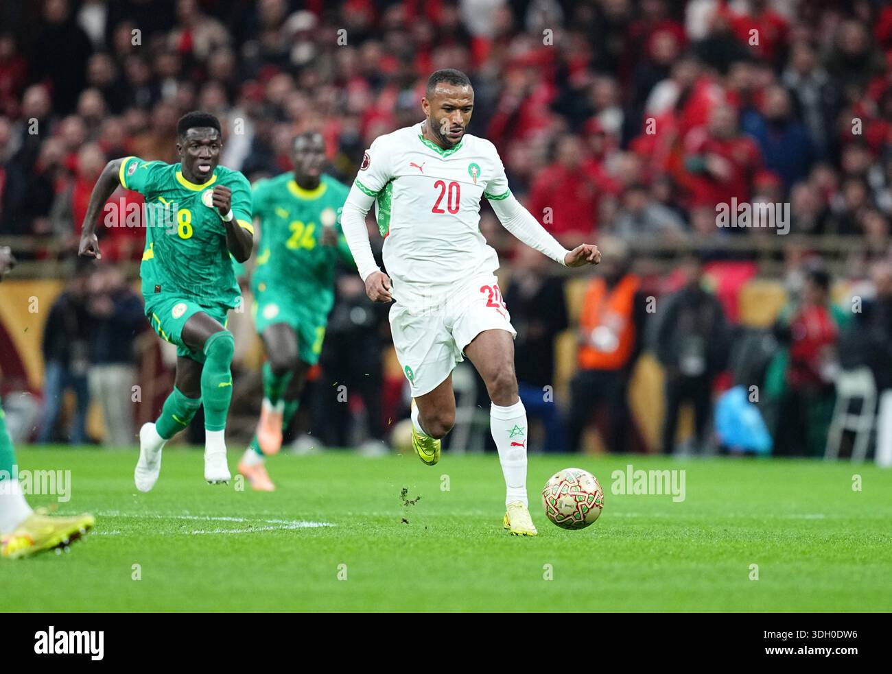 January 18 2026: Ayoub El Kaabi of Morocco controls the ball during a ...