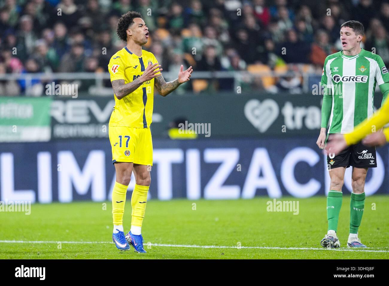 Tajon Buchanan of Villarreal reacts during the Spanish championship ...