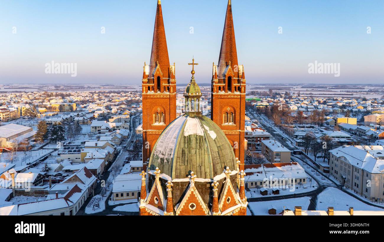 Aerial photo of the St. Peter Cathedral covered with snow on January 9 ...