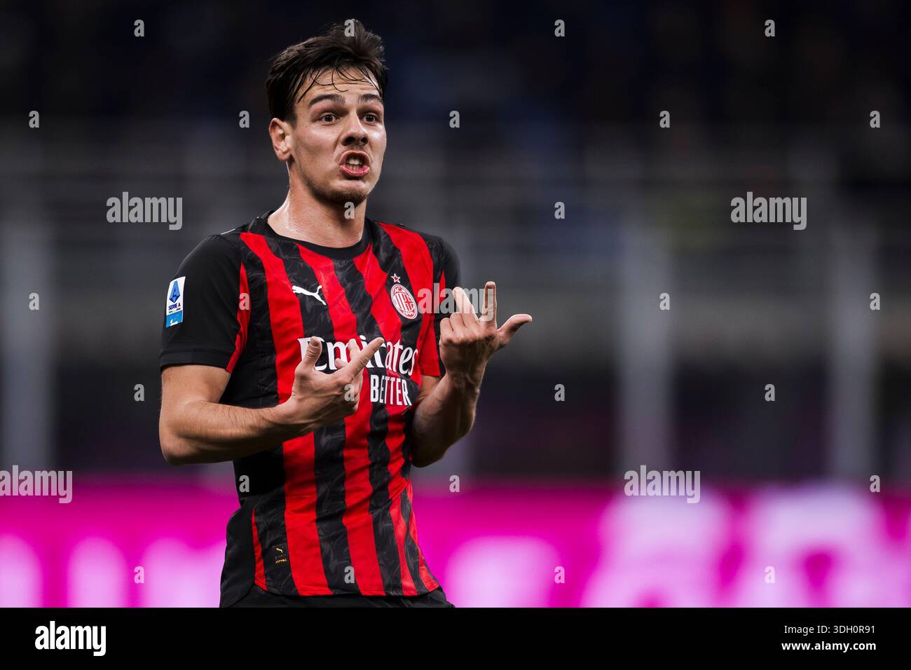 Ardon Jashari of AC Milan reacts during the Serie A football match ...