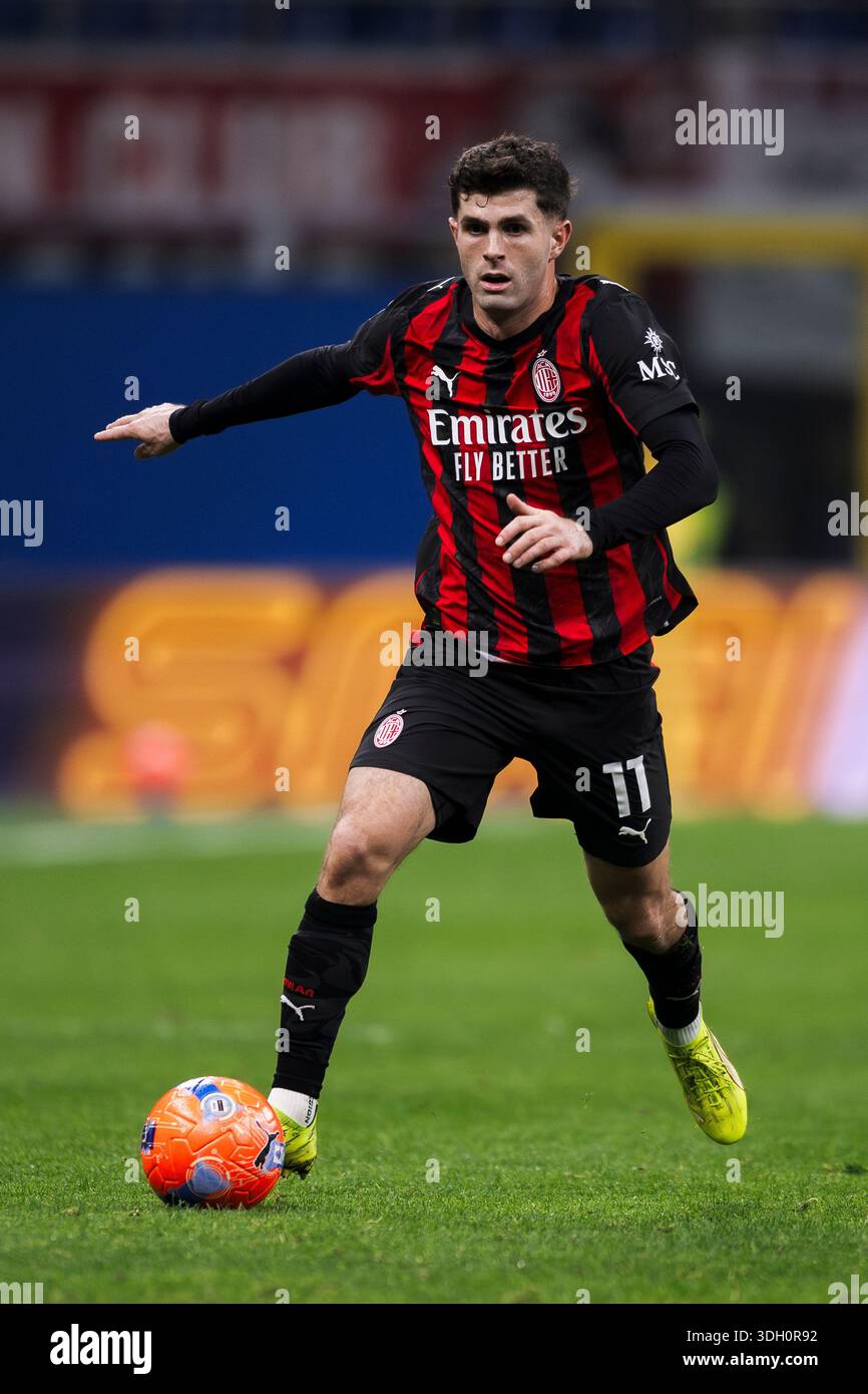 Christian Pulisic of AC Milan in action during the Serie A football ...