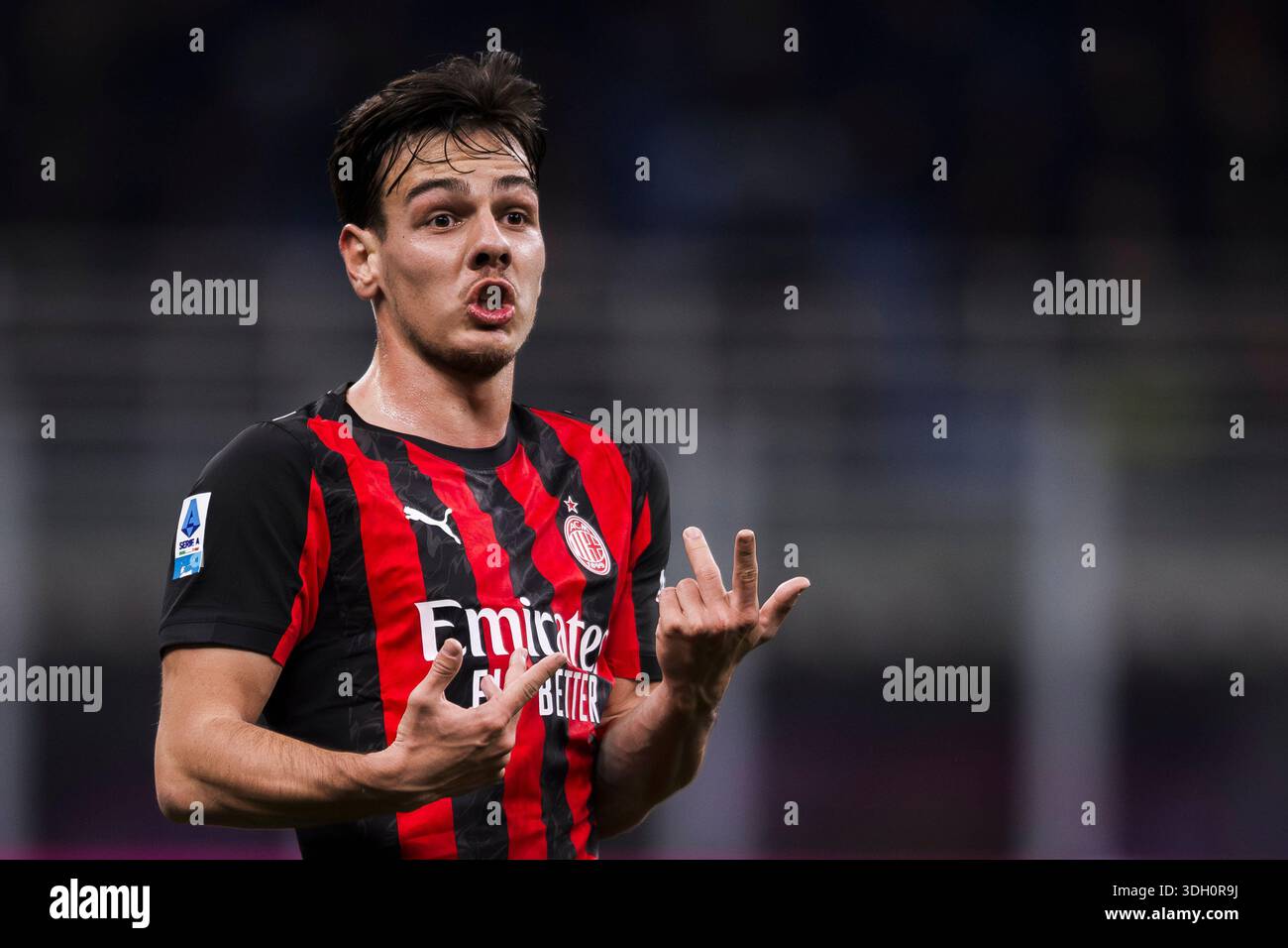 Ardon Jashari of AC Milan reacts during the Serie A football match ...