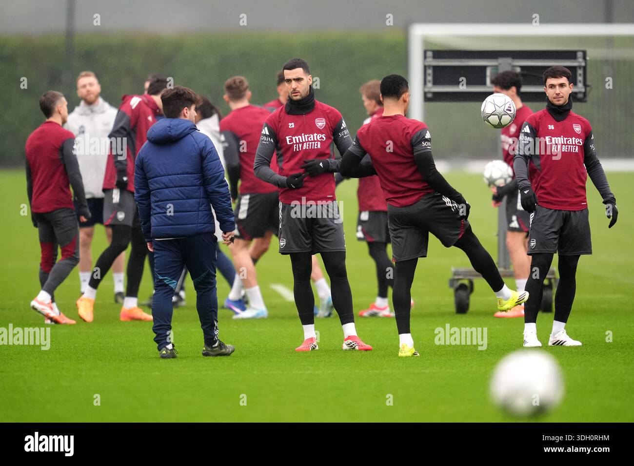 Arsenal's Mikel Merino (centre) and team-mates during a training ...