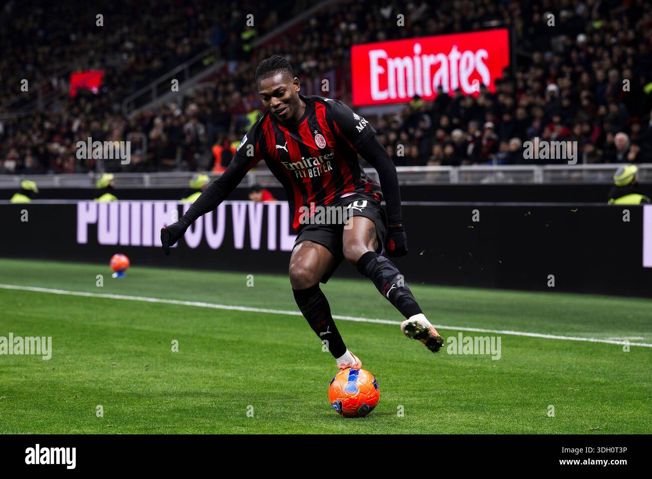 Rafael Leao of AC Milan in action during the Serie A football match ...