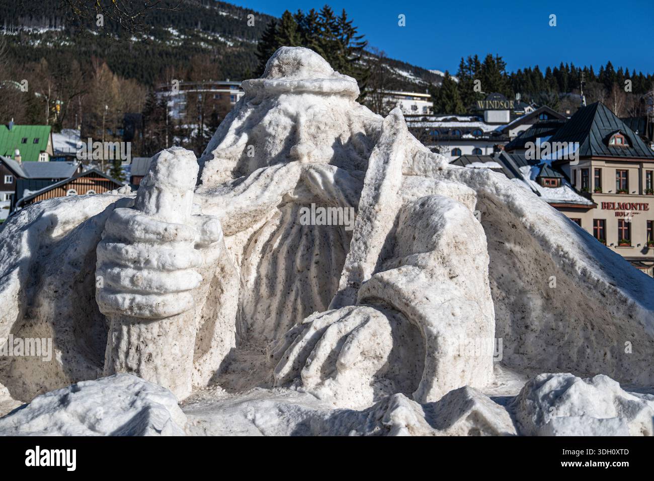 Spindleruv Mlyn, Czech Republic. 19th Jan, 2026. Snow statue of ...