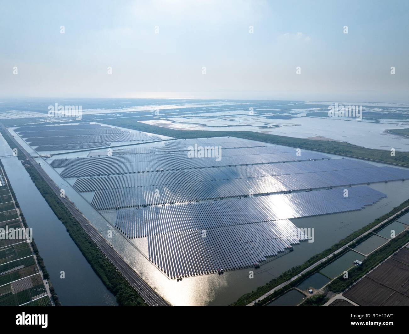 Aerial view over solar panels hi-res stock photography and images - Alamy