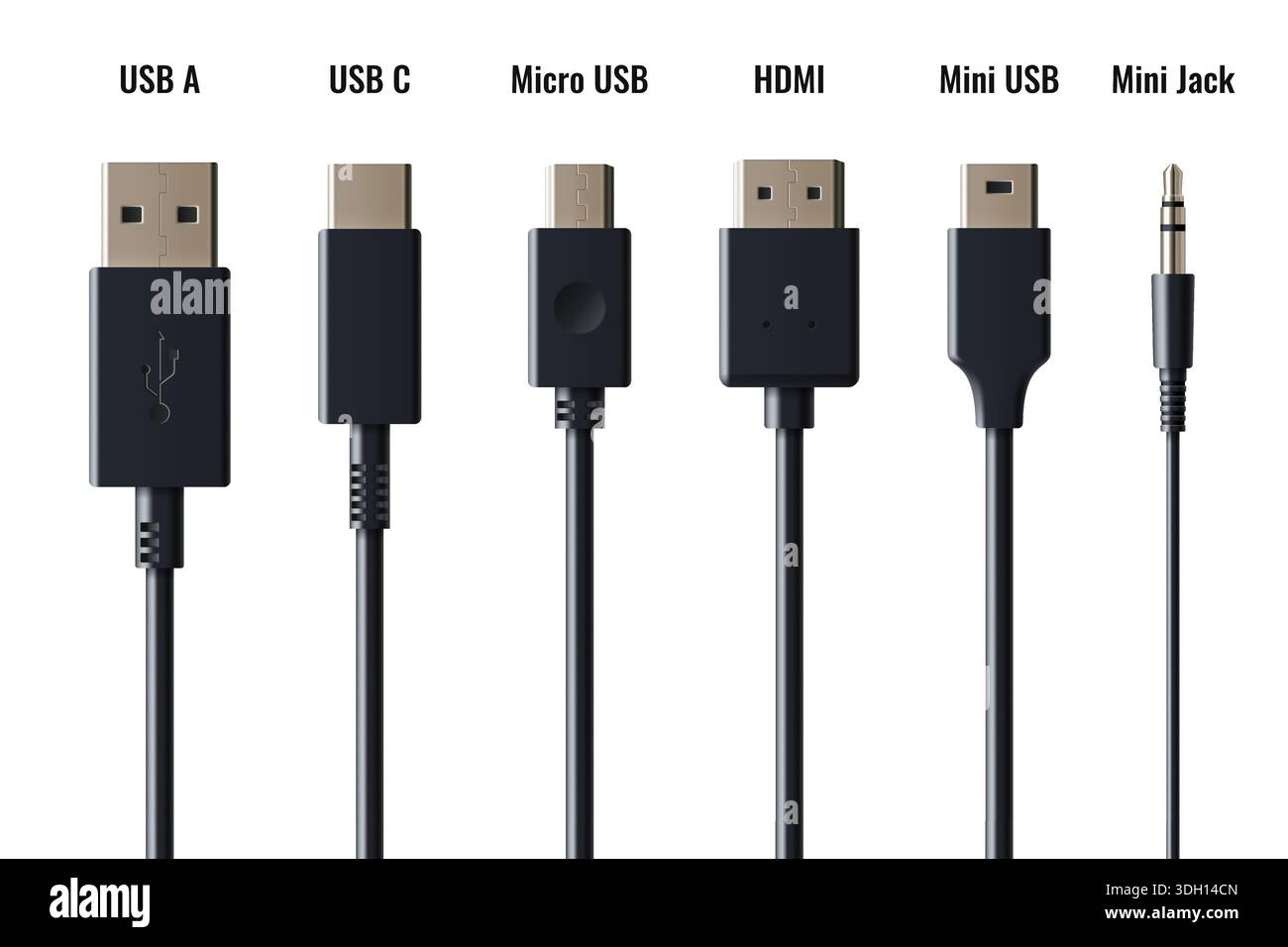 Realistic 3d usb micro cables hi-res stock photography and images - Alamy