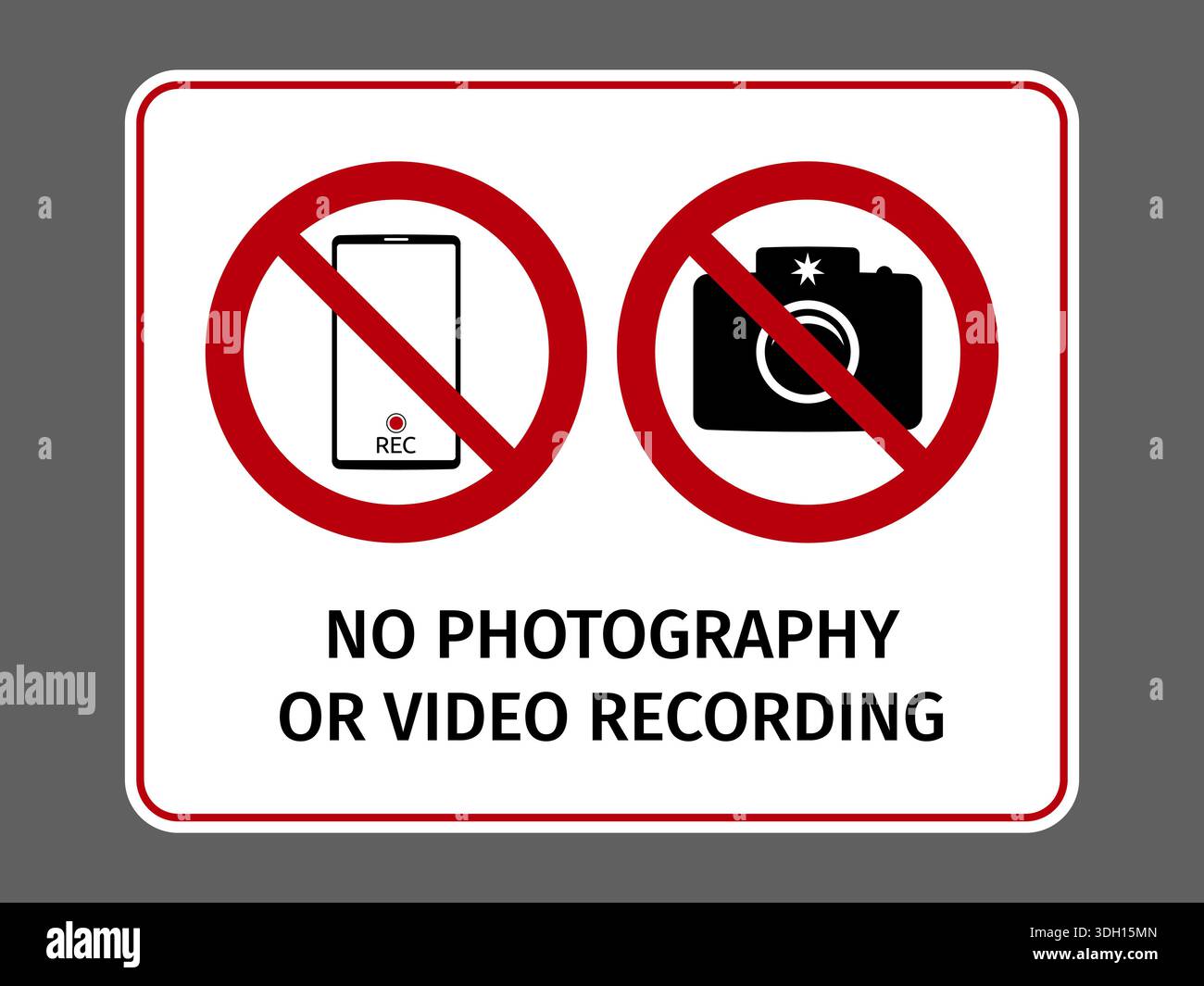 No Photography or Video Recording prohibition warning sign Stock Vector ...