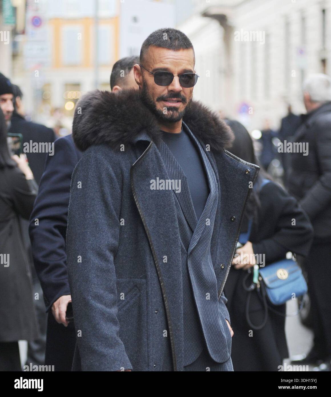 Milan, Italy. 19th Jan, 2026. Milan: Ricky Martin leaves the Armani ...