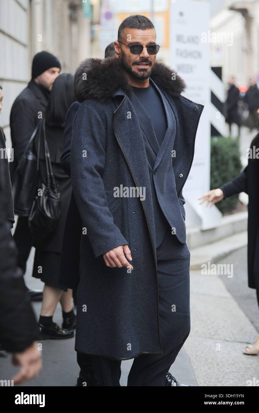 Milan, Italy. 19th Jan, 2026. Milan: Ricky Martin leaves the Armani ...