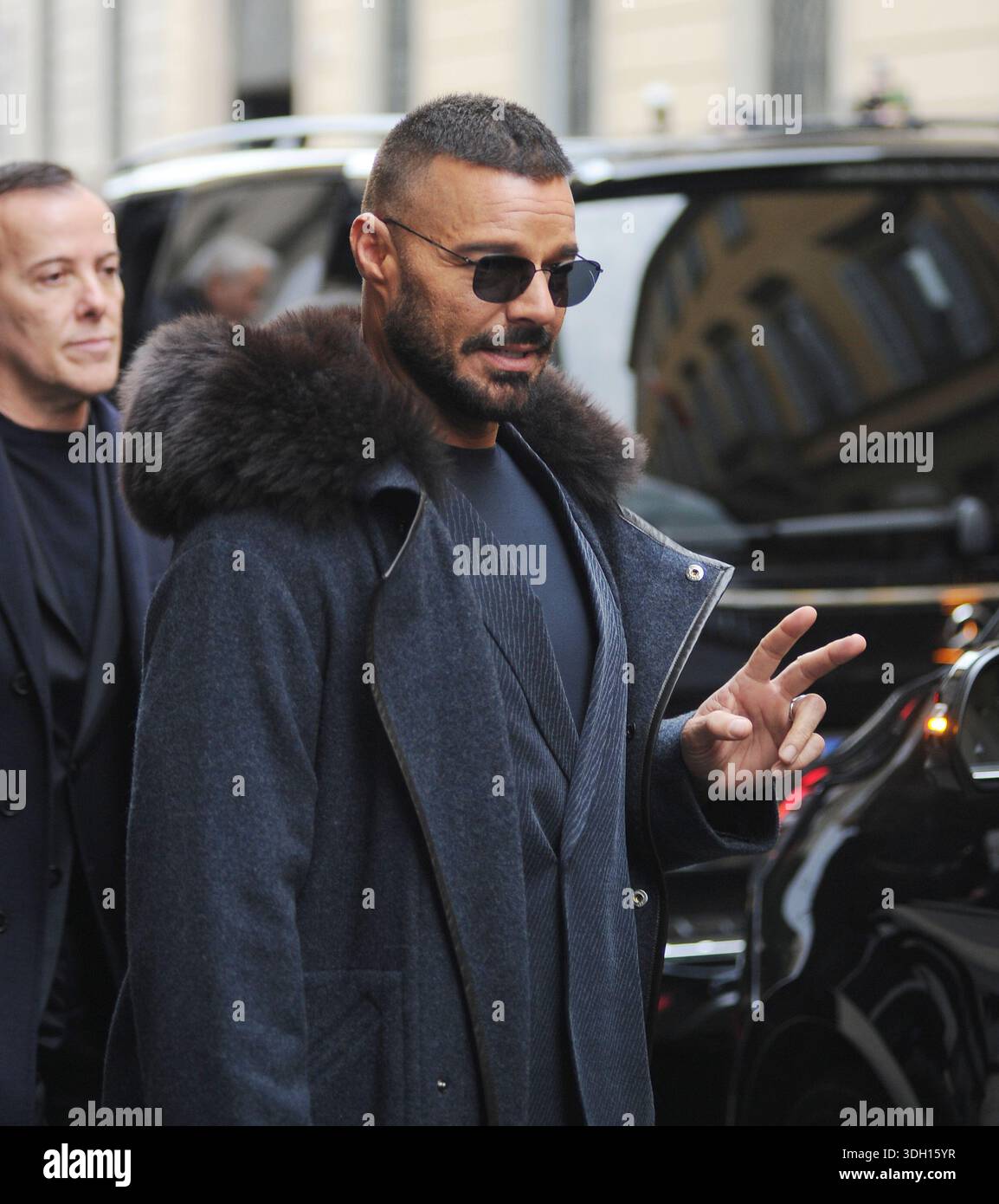 Milan, Italy. 19th Jan, 2026. Milan: Ricky Martin leaves the Armani ...