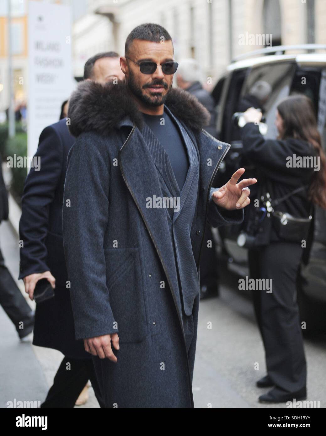 Milan, Italy. 19th Jan, 2026. Milan: Ricky Martin leaves the Armani ...