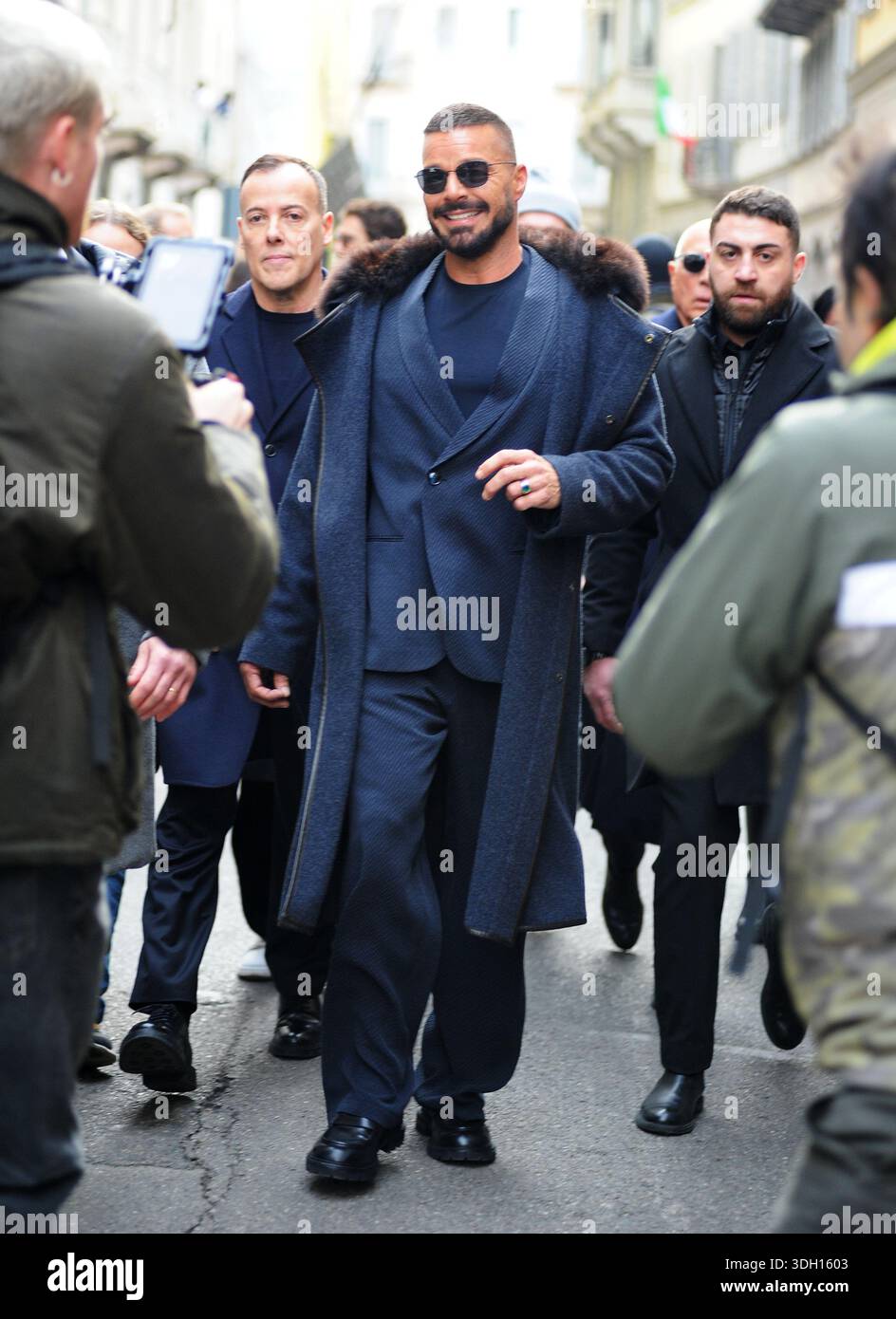 Milan, Italy. 19th Jan, 2026. Milan: Ricky Martin leaves the Armani ...