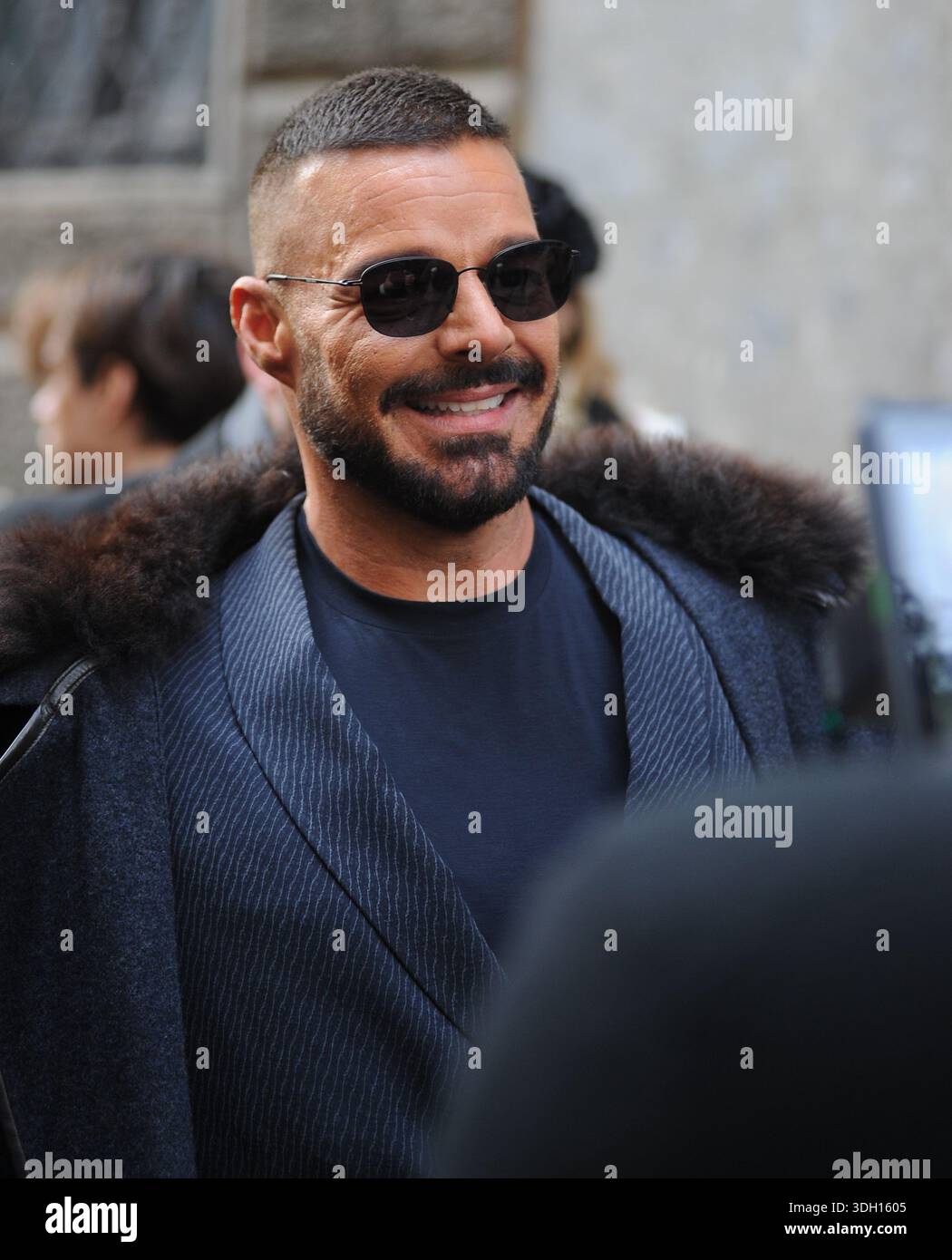 Milan, Italy. 19th Jan, 2026. Milan: Ricky Martin leaves the Armani ...