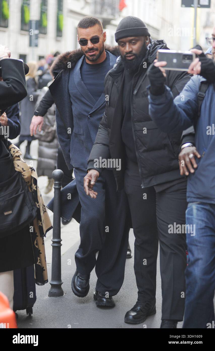 Milan, Italy. 19th Jan, 2026. Milan: Ricky Martin leaves the Armani ...