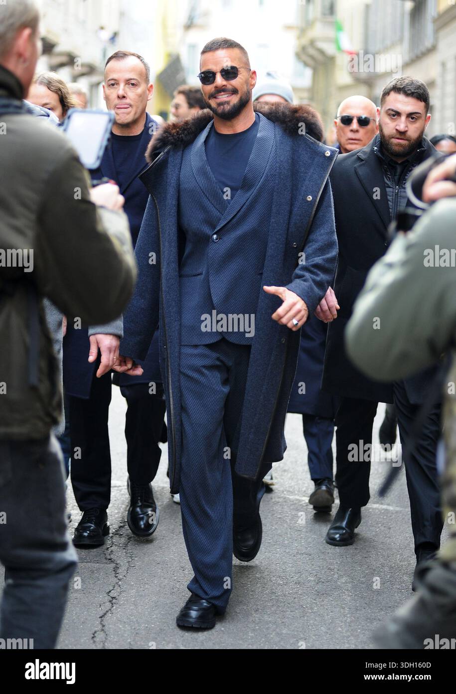 Milan, Italy. 19th Jan, 2026. Milan: Ricky Martin leaves the Armani ...