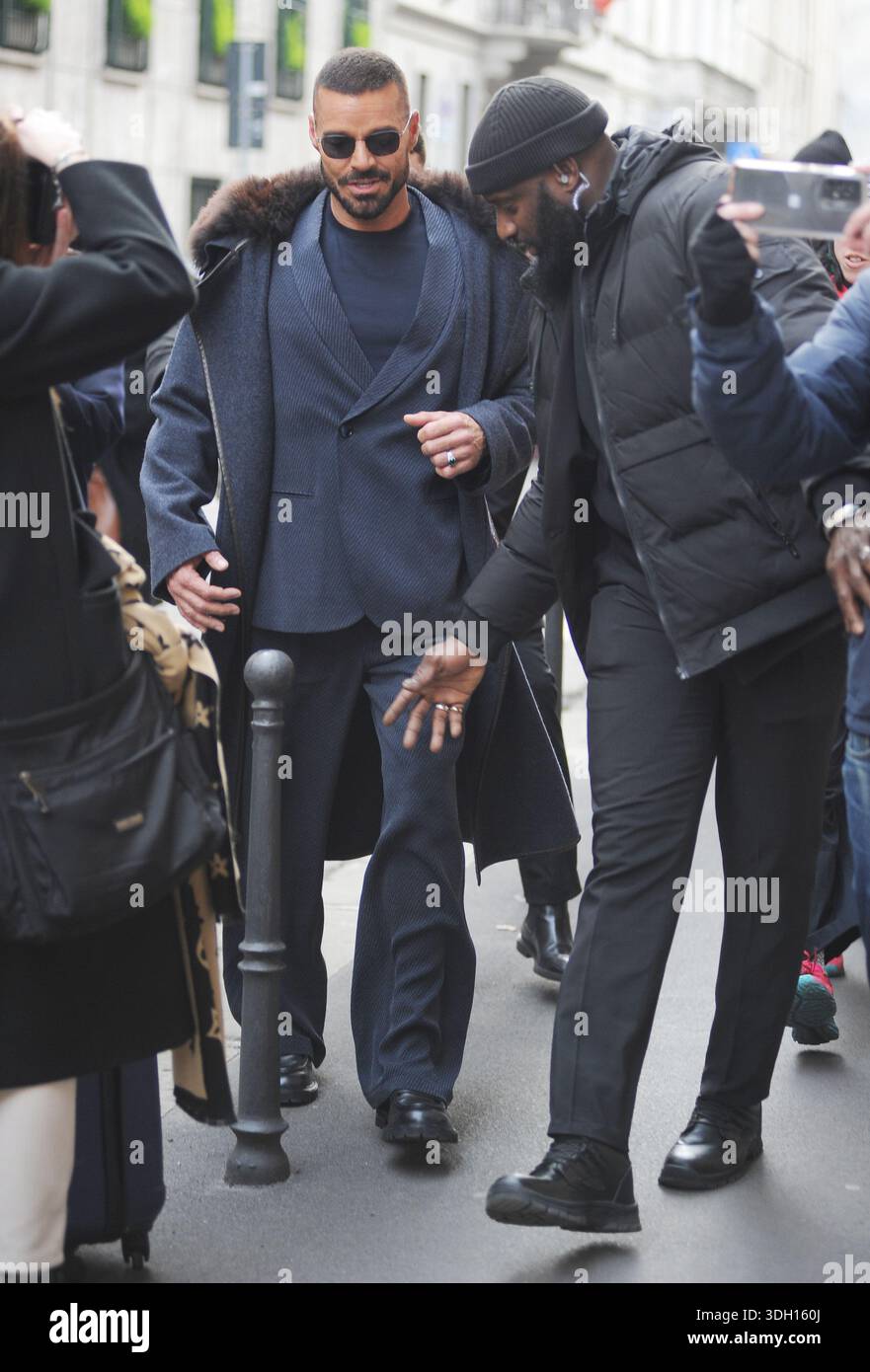 Milan, Italy. 19th Jan, 2026. Milan: Ricky Martin leaves the Armani ...