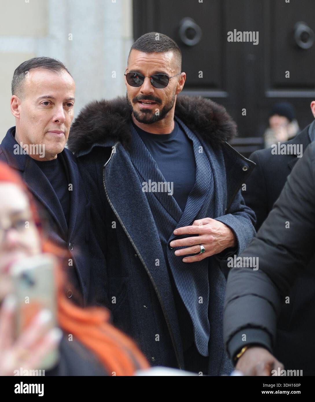 Milan, Italy. 19th Jan, 2026. Milan: Ricky Martin leaves the Armani ...