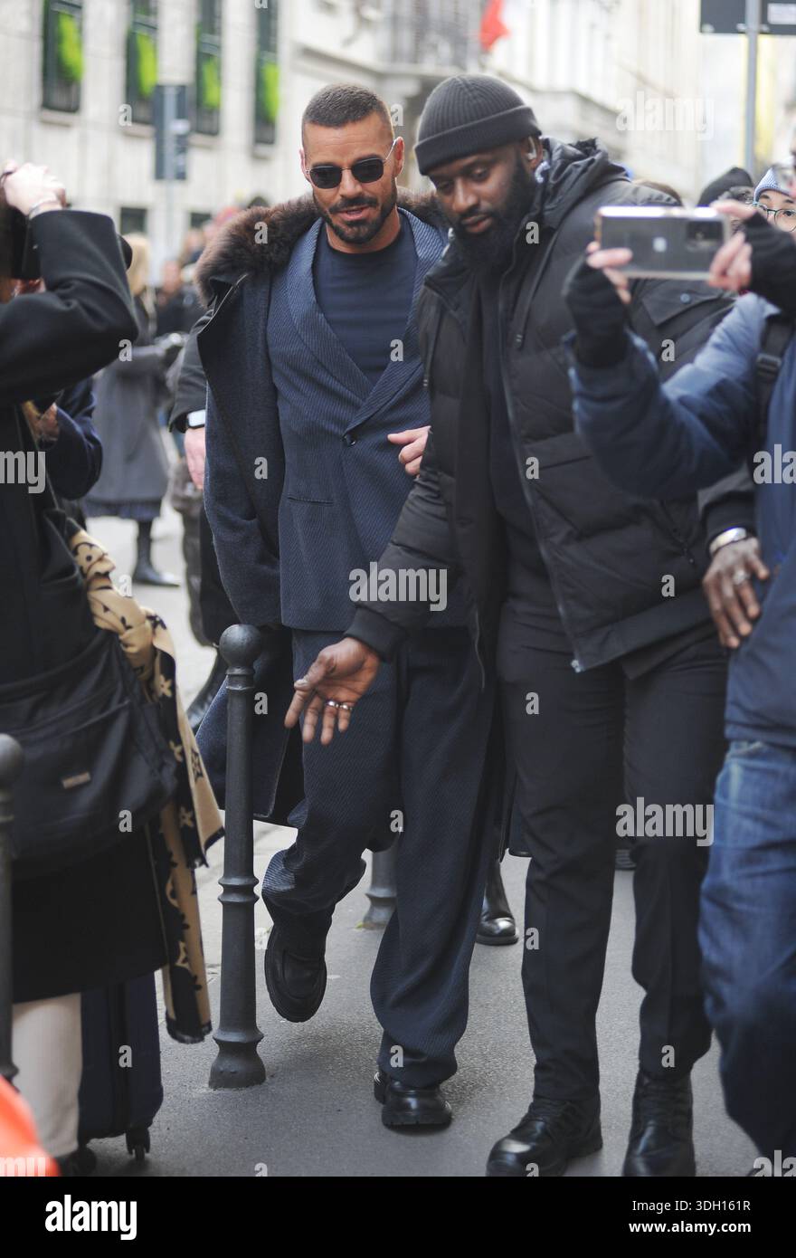 Milan, Italy. 19th Jan, 2026. Milan: Ricky Martin leaves the Armani ...