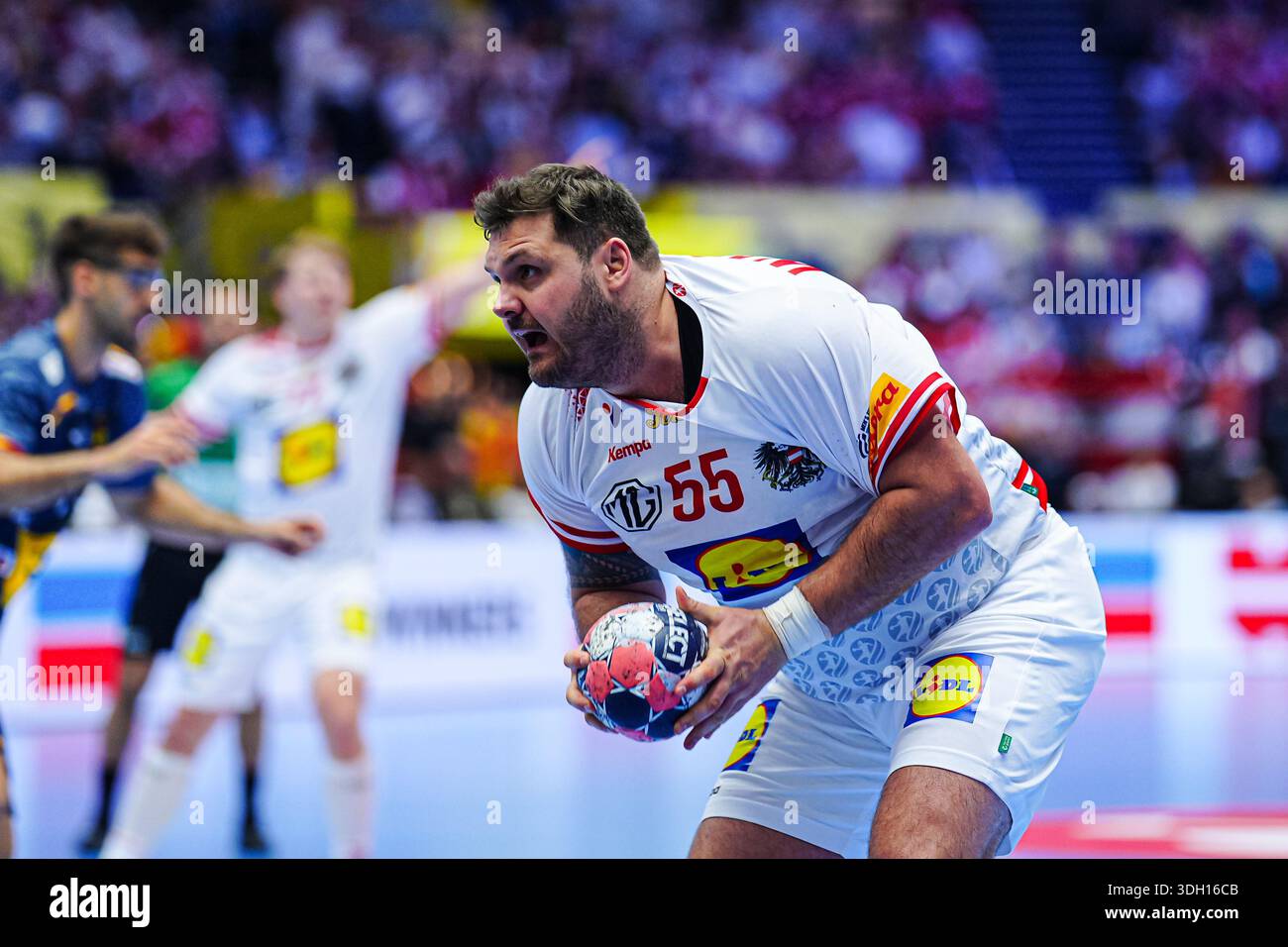 Tobias Wagner (Oesterreich, #55) DEN, Oesterreich vs. Spanien, Handball ...