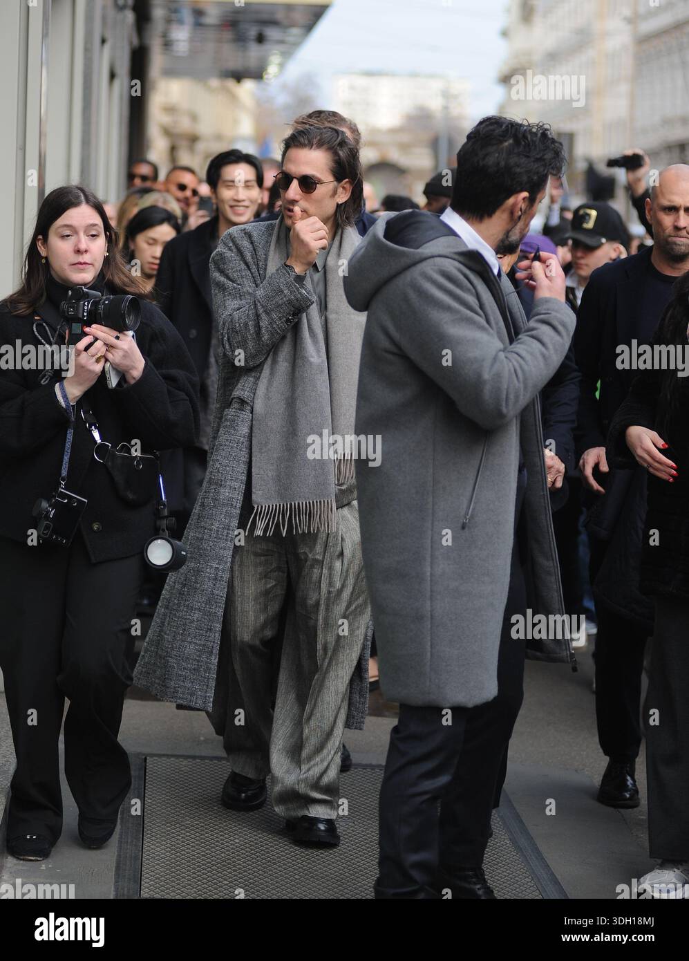 Milan's Luca Marinelli leaves his hotel to go to the Giorgio Armani ...