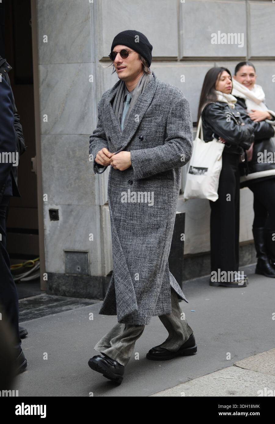 Milan's Luca Marinelli leaves his hotel to go to the Giorgio Armani ...