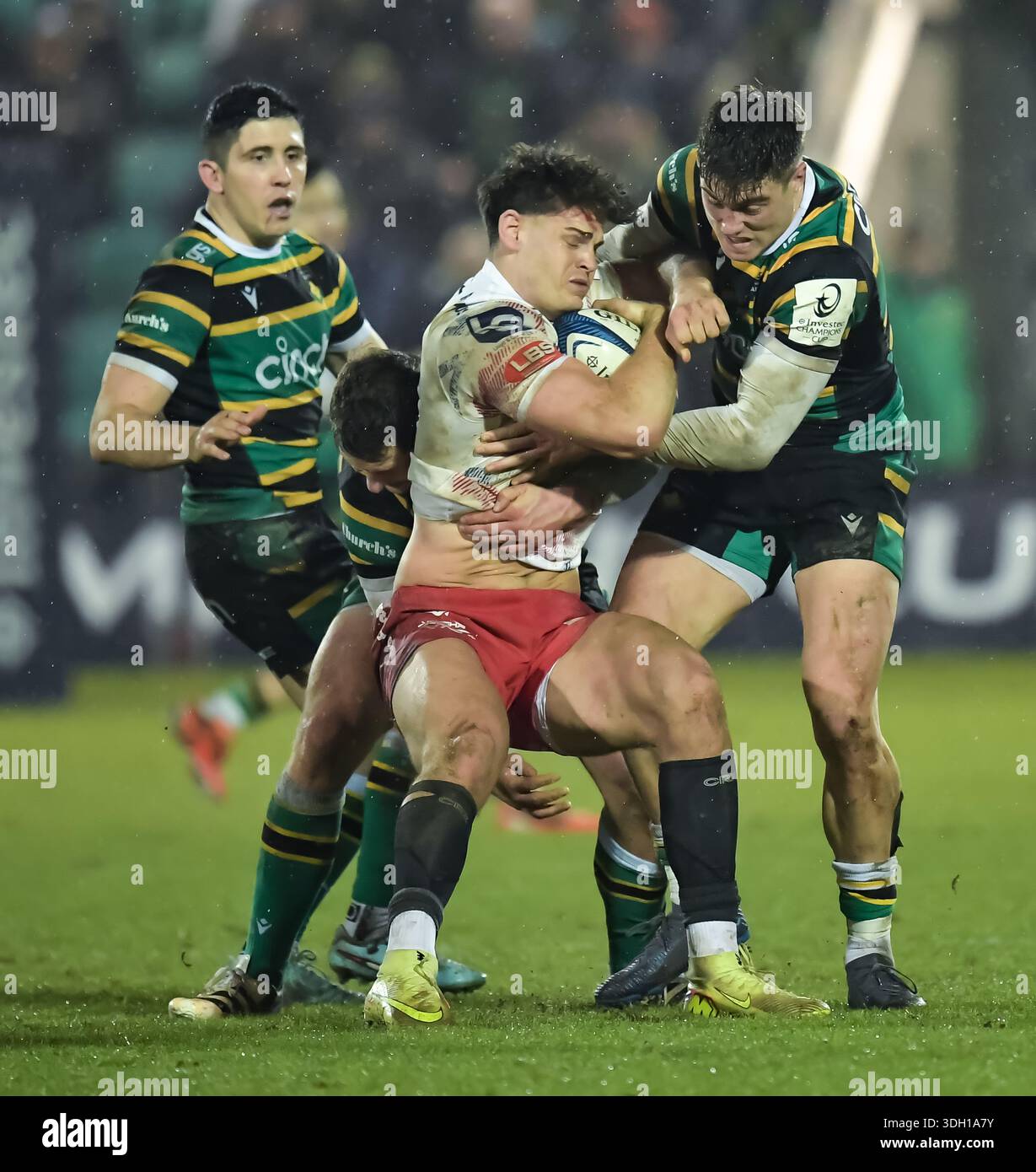 Northampton, UK. 18th Jan, 2026. Eddie James of Scarlets in action ...