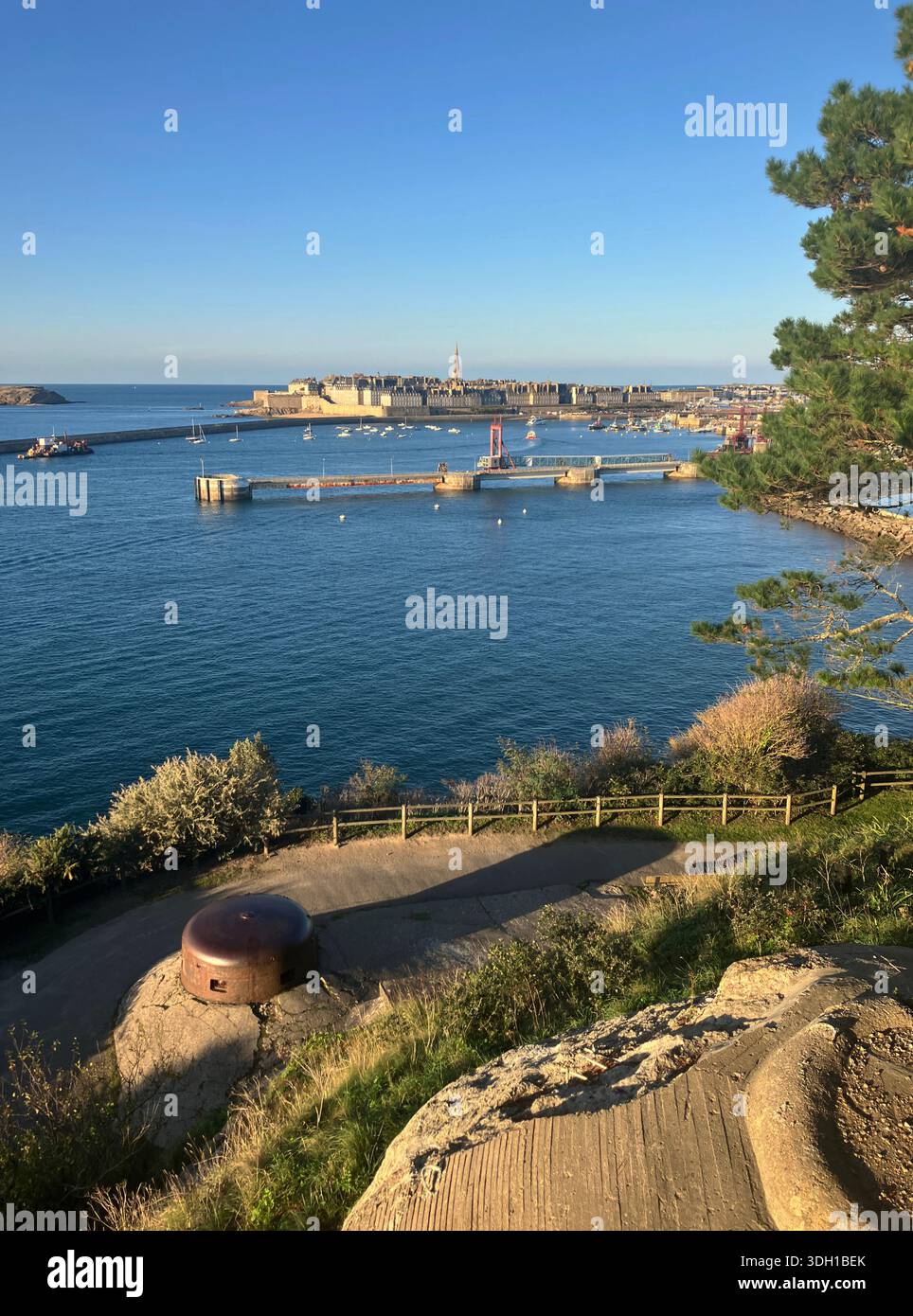 France. Brittany. Saint-Malo. Overview from hillside Fort de la Cité d ...