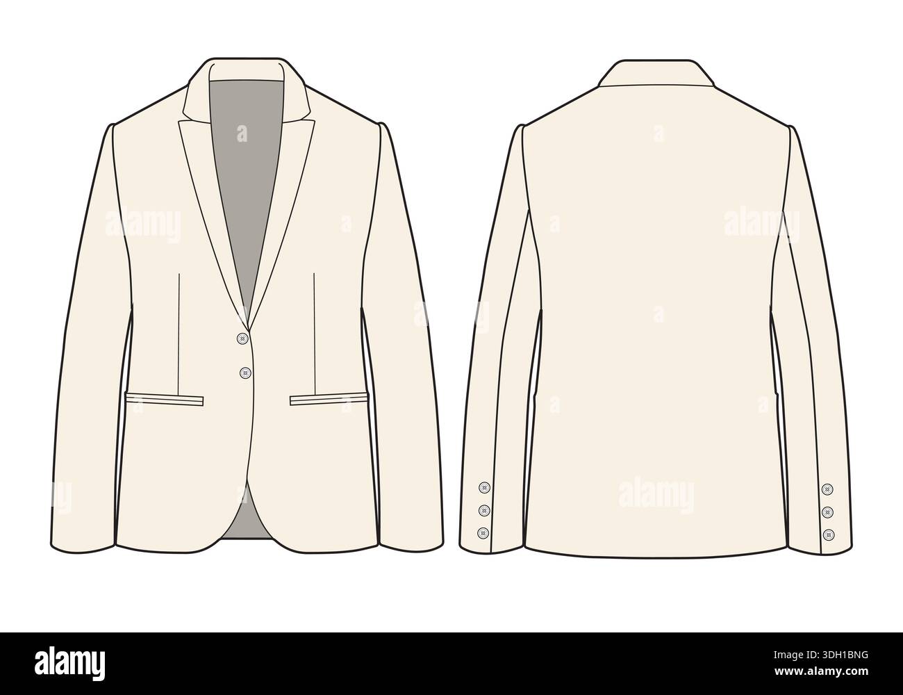 Men's blazer technical flat drawing vector mockup template Stock Vector ...