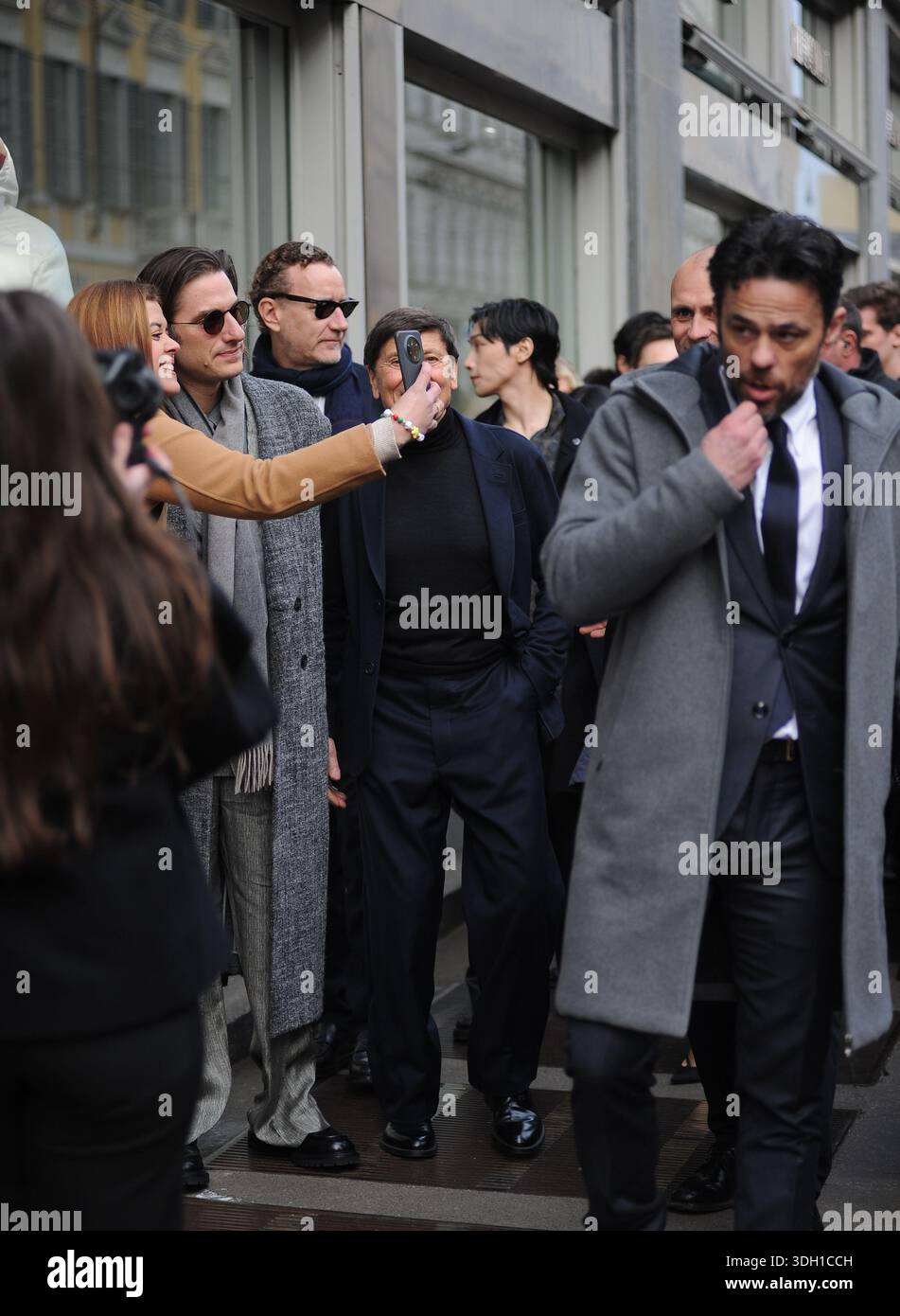 Milan Luca Marinelli leaves the hotel to go to the Giorgio Armani ...