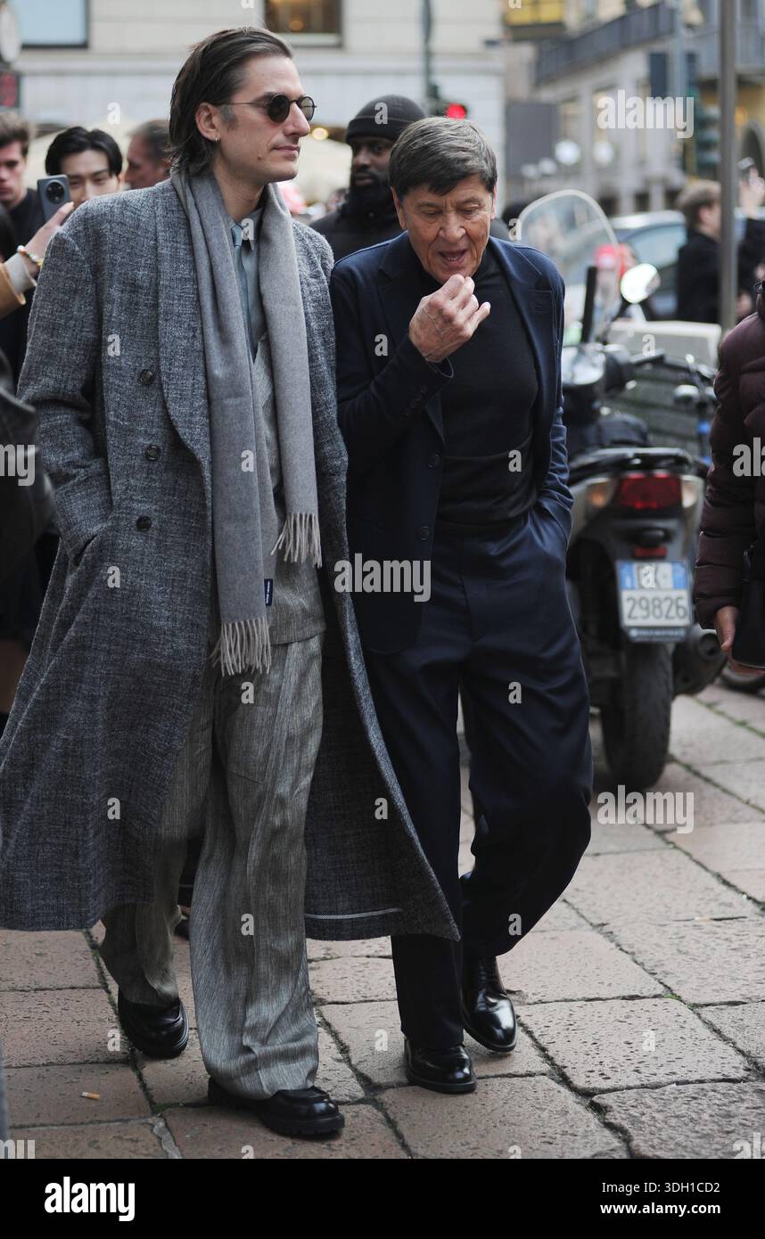 Milan Luca Marinelli leaves the hotel to go to the Giorgio Armani ...