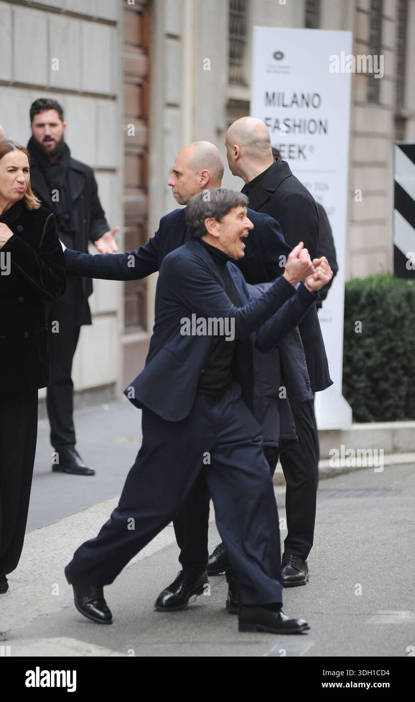 Milan Luca Marinelli leaves the hotel to go to the Giorgio Armani ...