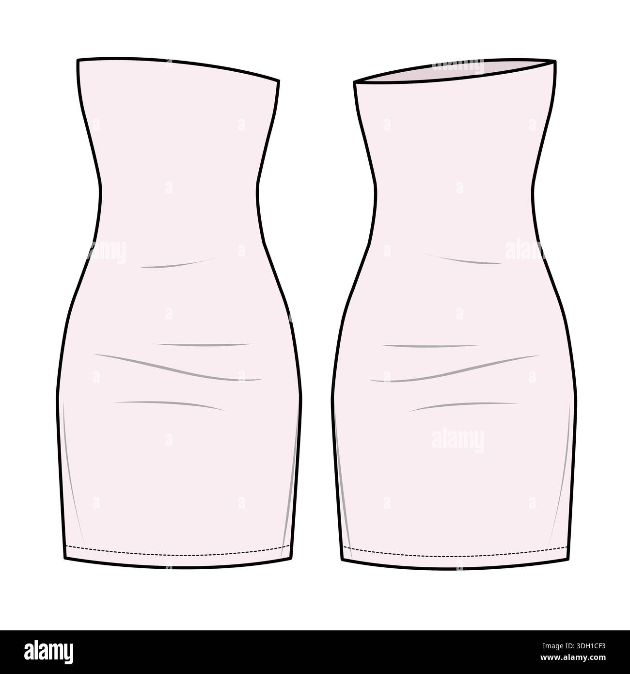 Off shoulder tops design technical flat sketch vector mockup template ...