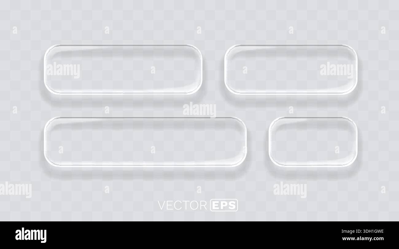 Transparent glass button frames with a modern glossy effect. Perfect ...