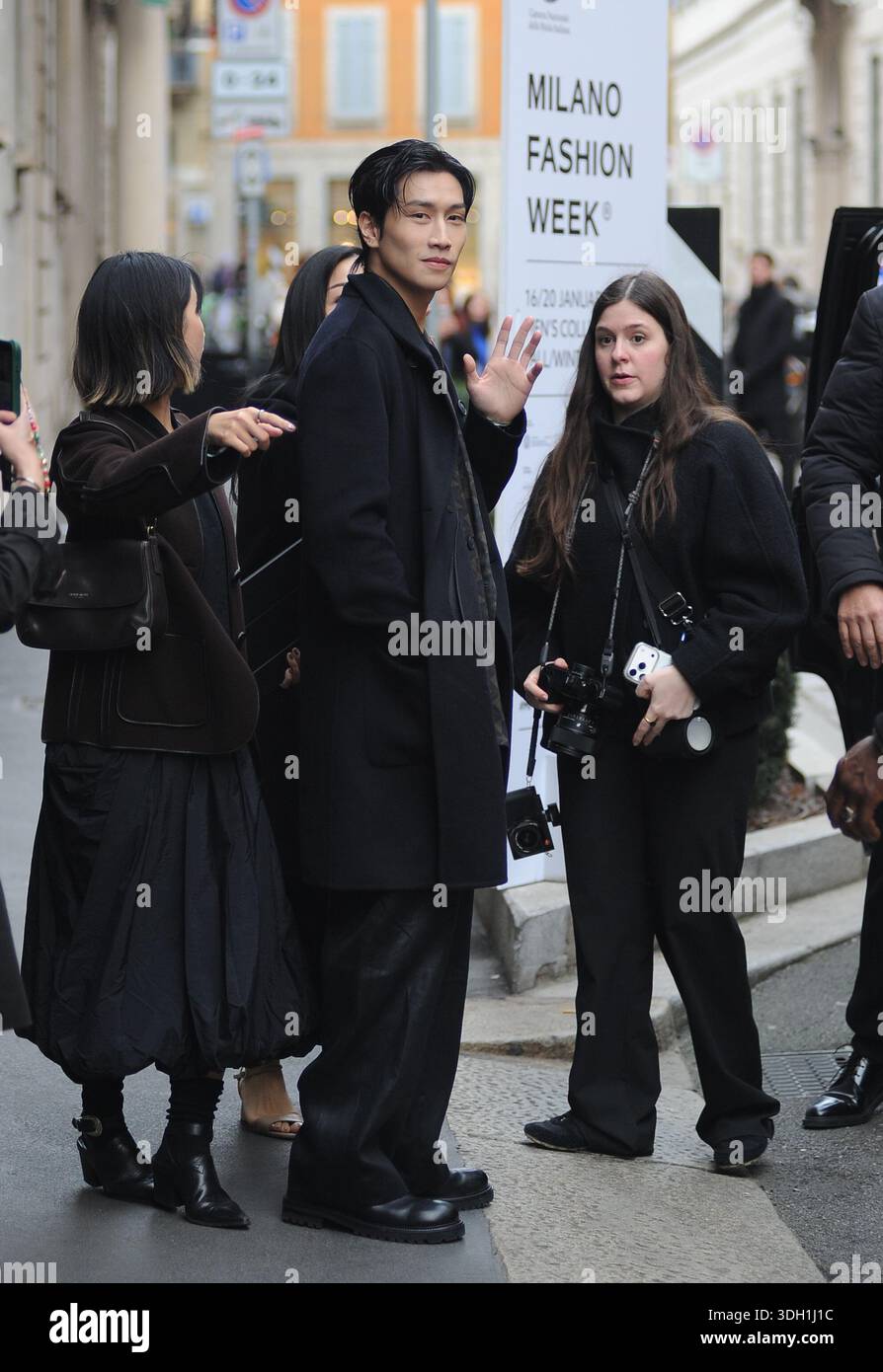 Thai actor Wichapas Sumettikul leaves his hotel to attend the Giorgio ...