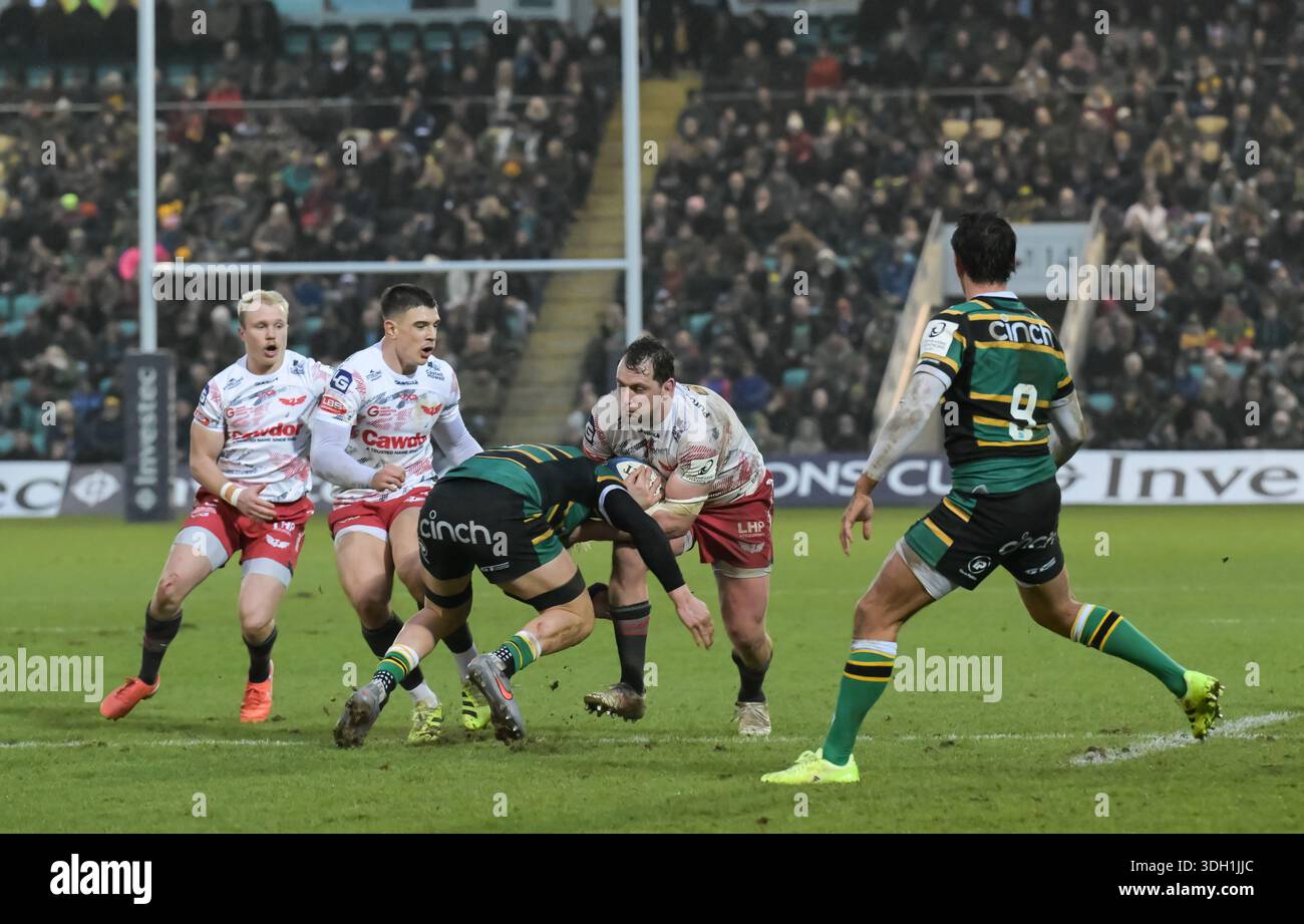 Northampton, UK. 18th Jan, 2026. Ryan Elias of Scarlets in action ...