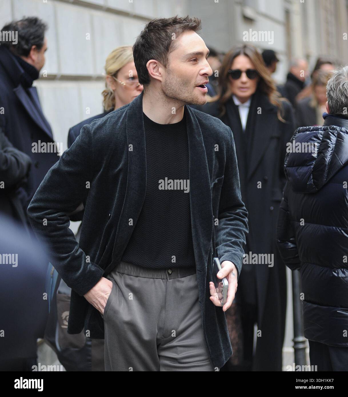 British actor and musician Ed Westwick arrives at the Giorgio Armani ...