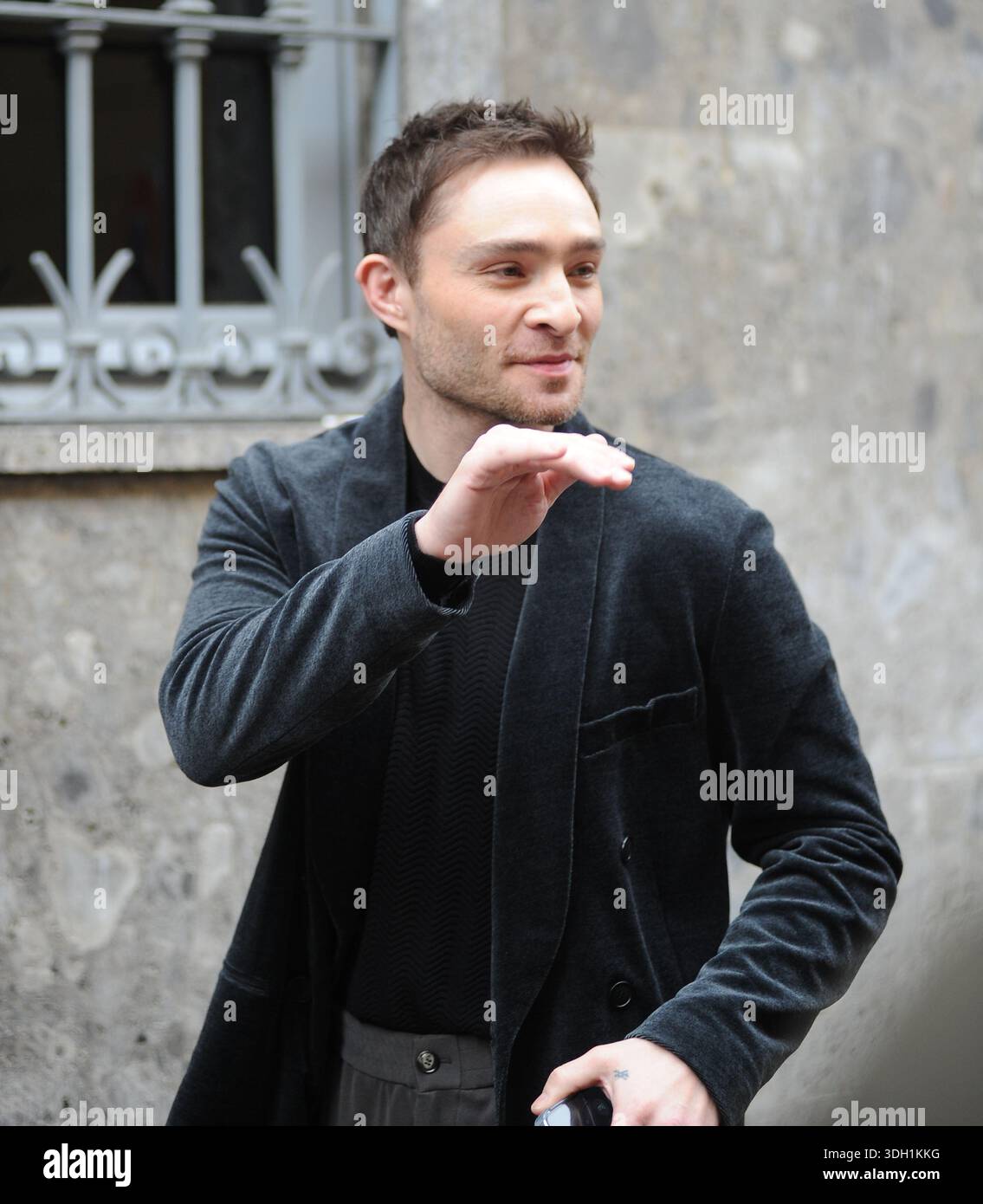 British actor and musician Ed Westwick arrives at the Giorgio Armani ...