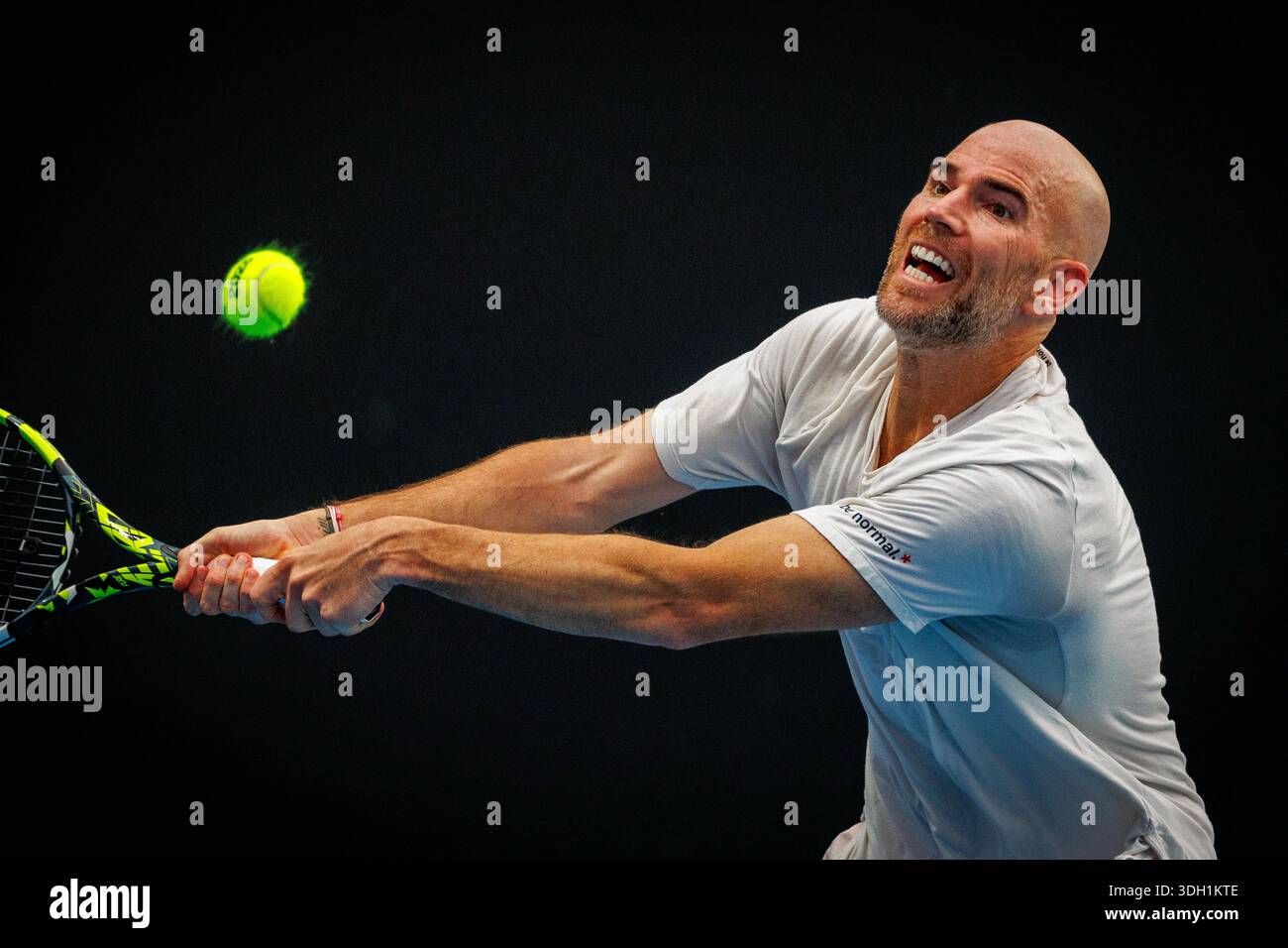 France’s Adrian Mannarino during a first round match against Australia ...