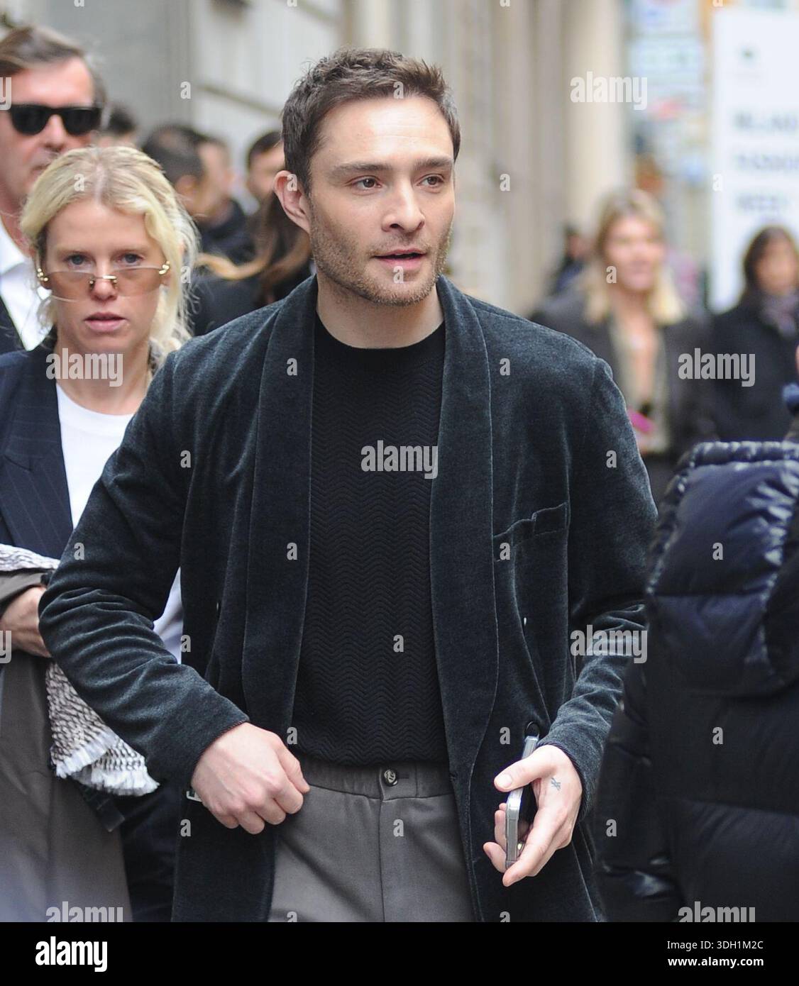 British actor and musician Ed Westwick arrives at the Giorgio Armani ...