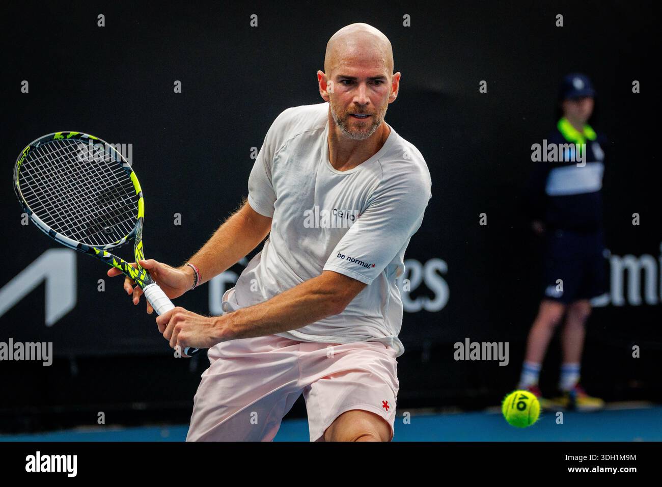 France’s Adrian Mannarino during a first round match against Australia ...