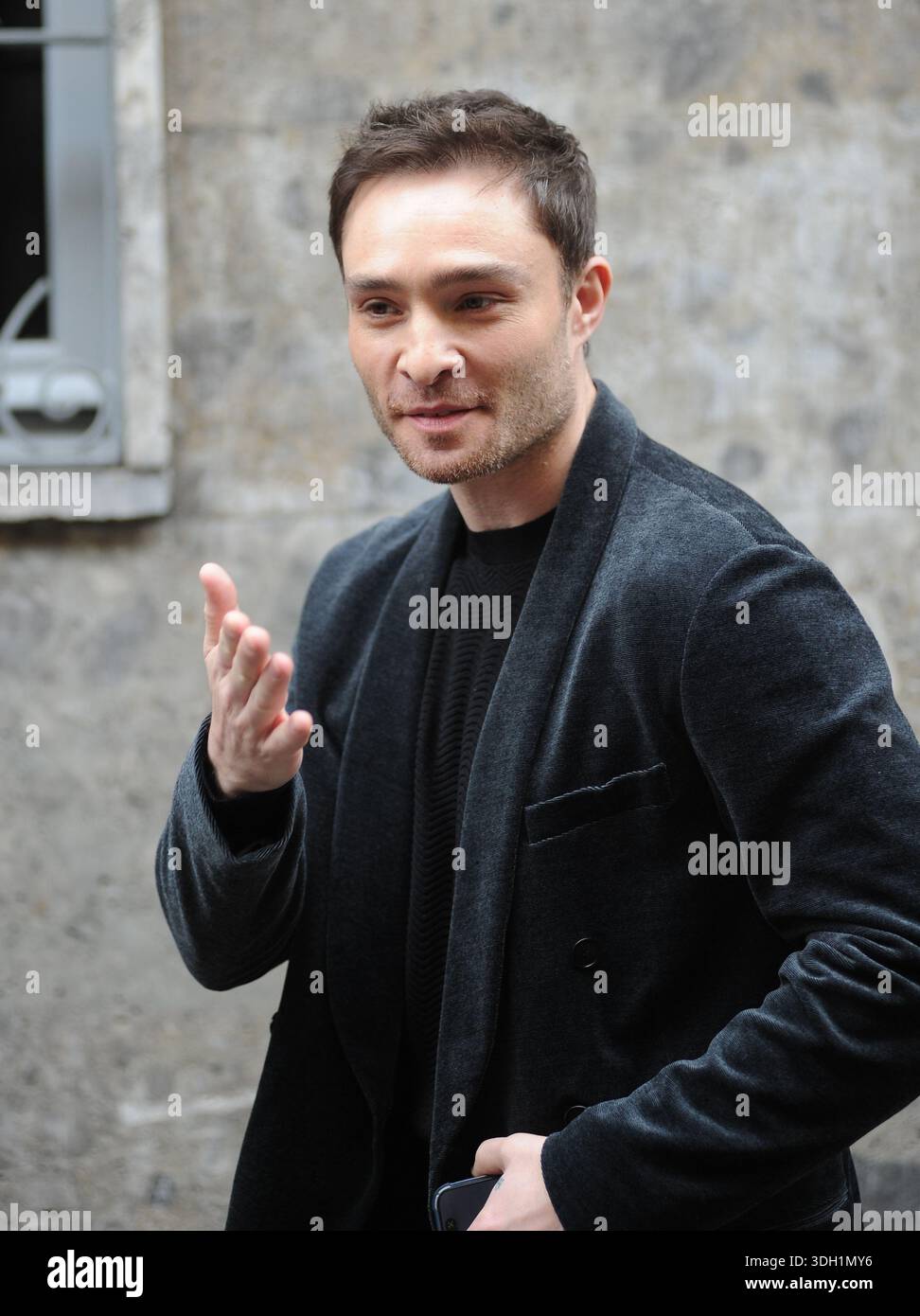 British actor and musician Ed Westwick arrives at the Giorgio Armani ...