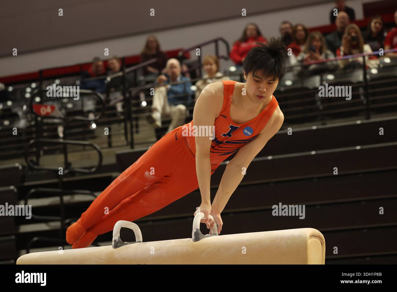 Illinois gymnast Brandon Dang competes during an NCAA gymnastics meet ...
