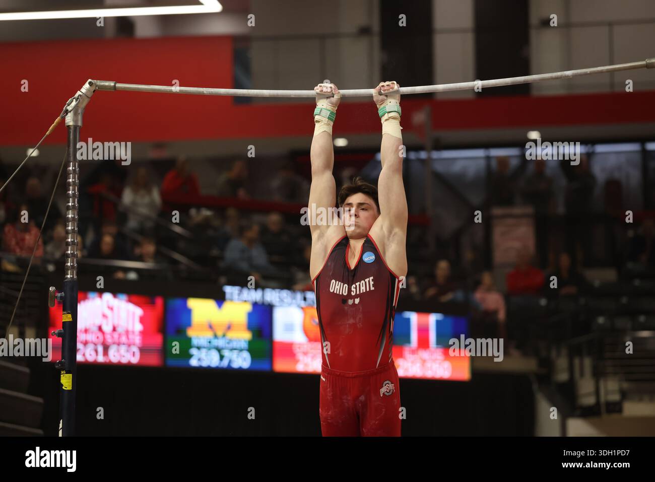 Ohio State gymnast Noah Copeland competes during an NCAA gymnastics ...