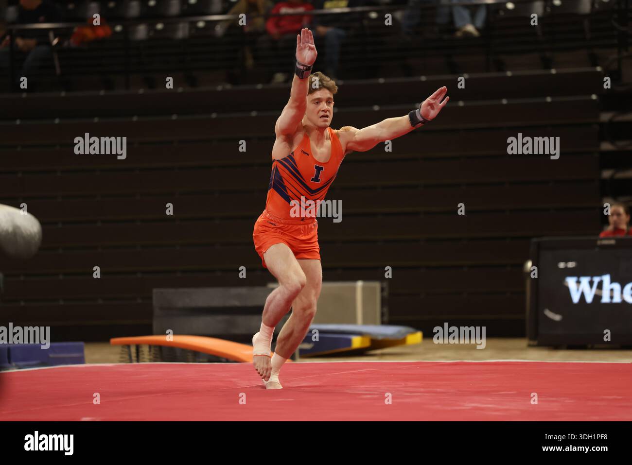 Illinois gymnast Tate Costa competes during an NCAA gymnastics meet ...