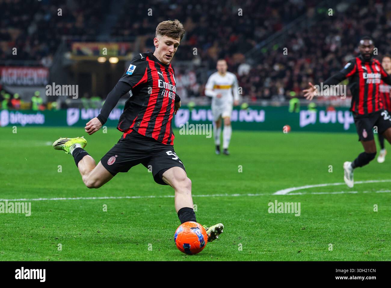 Alexis Saelemaekers of AC Milan seen in action during Serie A 2025/26 ...