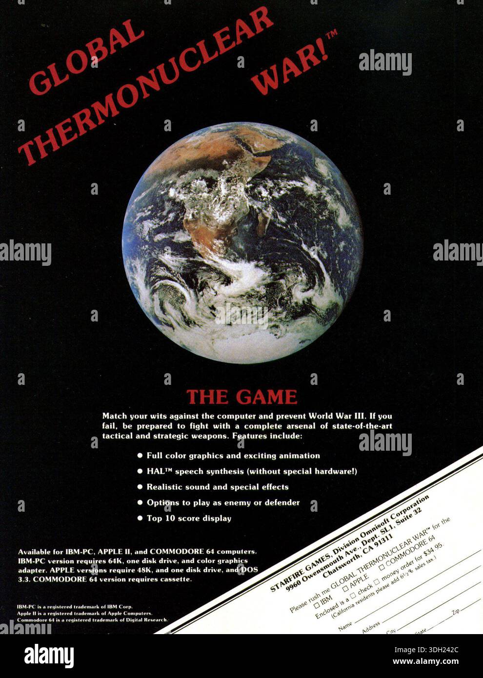 1983 Global Thermonuclear War! game ad, based on the fictional game ...