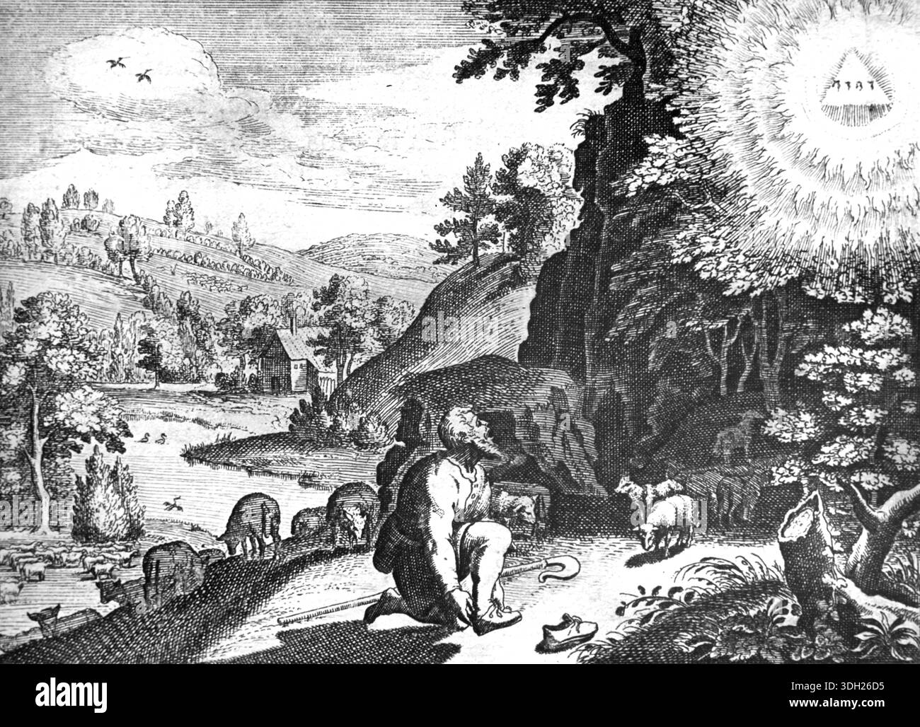 Moses at the Site of the Burning Bush or Unburnt Bush on Mount Horeb ...