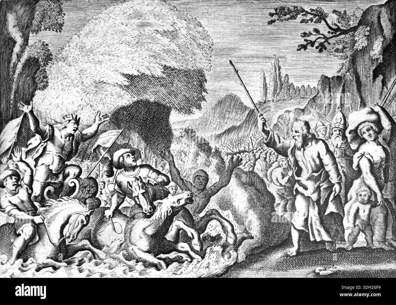 Moses Raising His Staff Drowning the Egyptians or Egyptian Army After ...