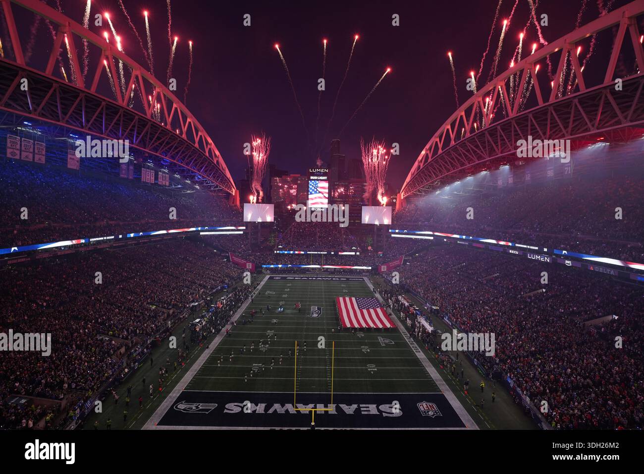 A general overall interior view of Lumen Field in an NFL divisional ...